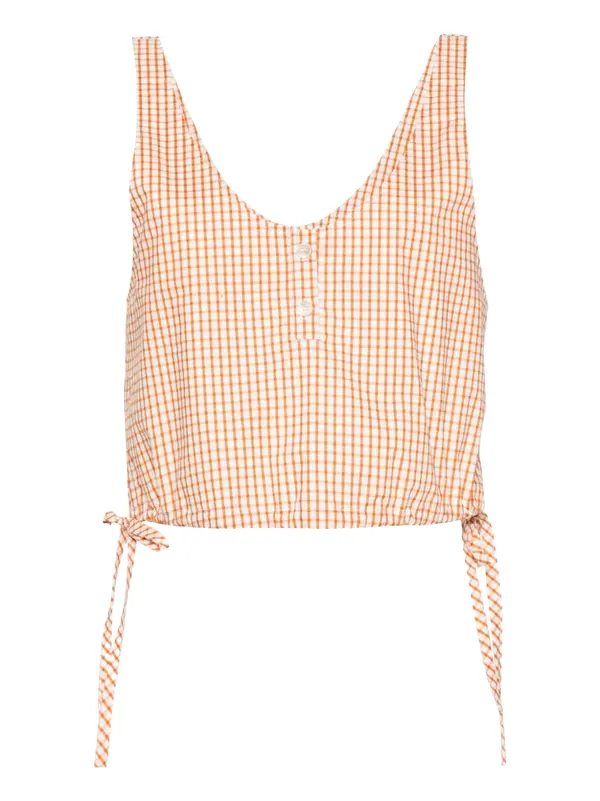 FORTE_FORTE Checked Cropped Top - Orange
