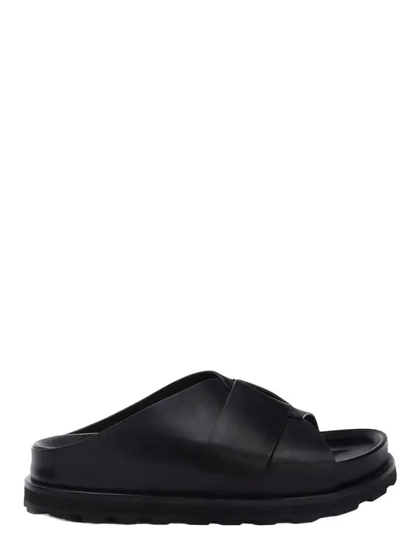 JIL SANDER Platform Leather Slides - Black