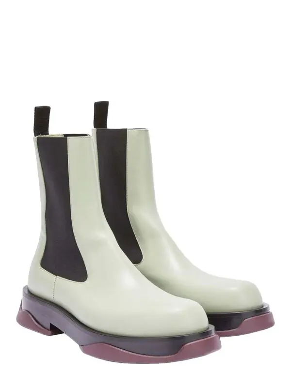 JIL SANDER Round-toe Leather Ankle Boots - Grey