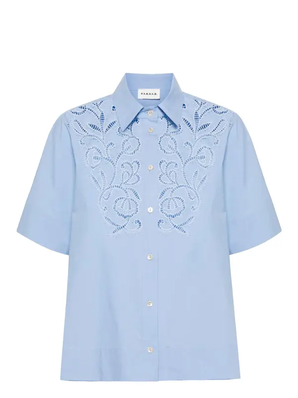 P.a.r.o.s.h Guipure-lace Cotton Shirt - Blue