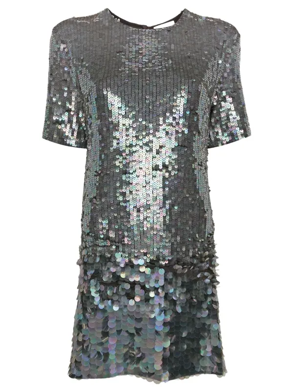 P.a.r.o.s.h Sequinned Mini Shirt Dress - Grey