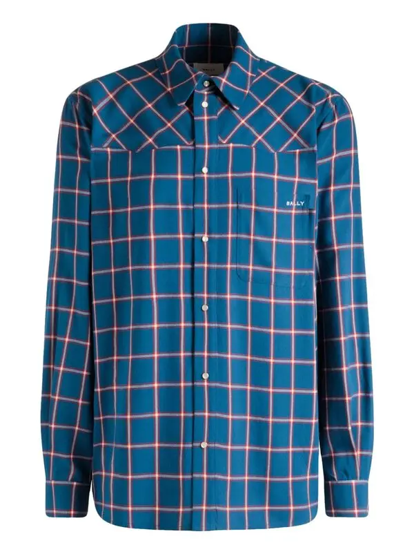 Bally Logo-embroidered Plaid Shirt - Blue