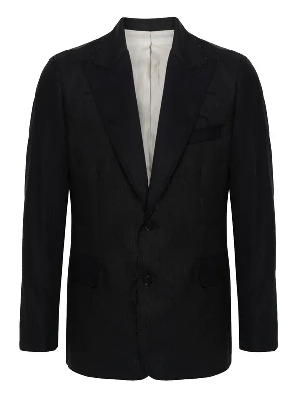 ERALDO Frayed Pinstriped Wool Blazer - Blue