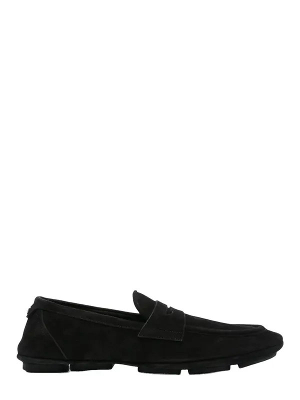 Dolce & Gabbana Logo-plaque Suede Loafers - Black