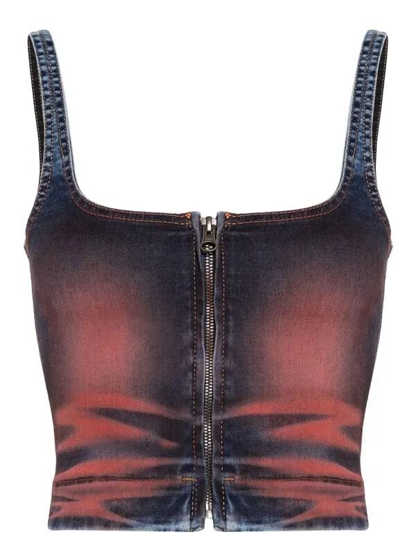 KNWLS Harley Denim Crop Top - Red
