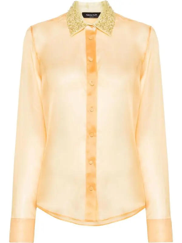 Fabiana Filippi Bead-detailed Silk Shirt - Orange