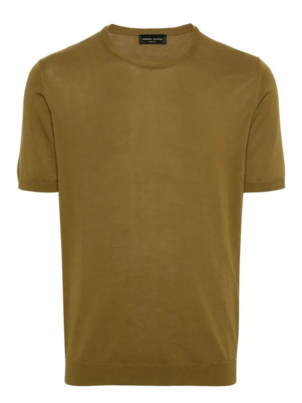 ROBERTO COLLINA Ribbed Short-sleeved Jumper - Green