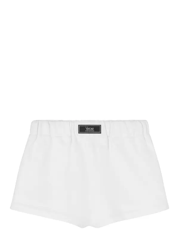 Versace Logo-embroidered Cotton Shorts - White