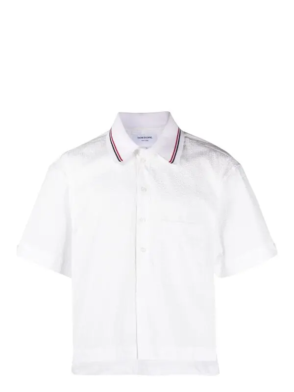Thom Browne Short-sleeve Seersucker Cotton Shirt - White