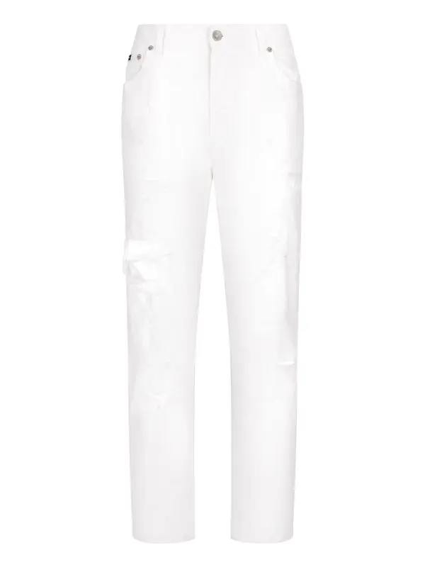 Dolce & Gabbana Distressed Straight Jeans - White