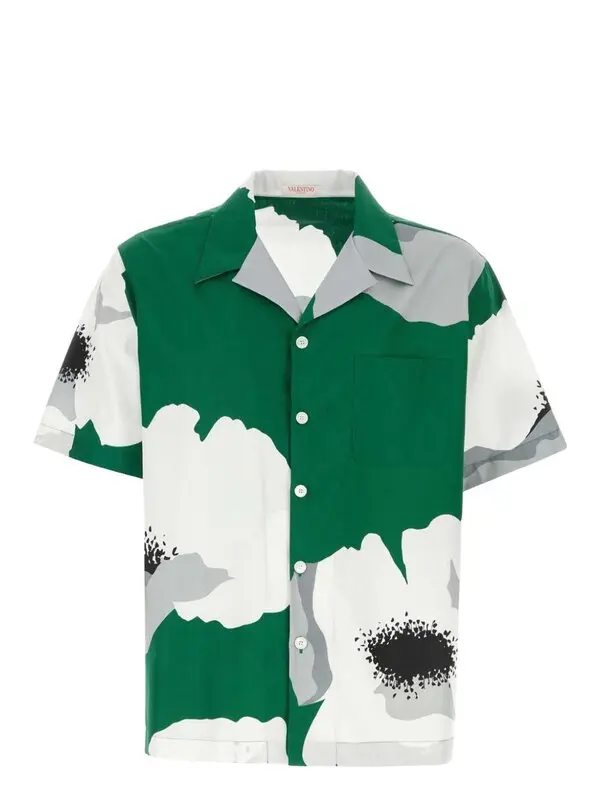 Valentino Garavani Flower Portrait-print Bowling Shirt - Green