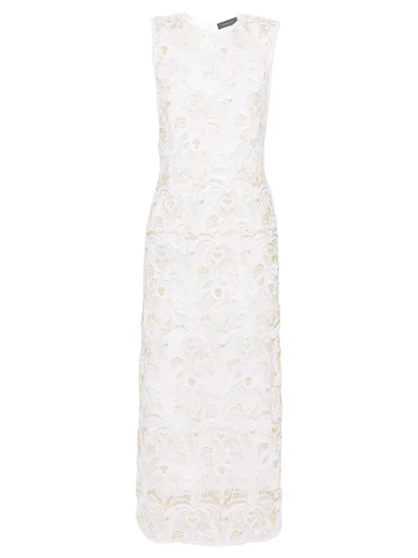 Fabiana Filippi X Benni Bosetto Fabula-macramé Midi Dress - White