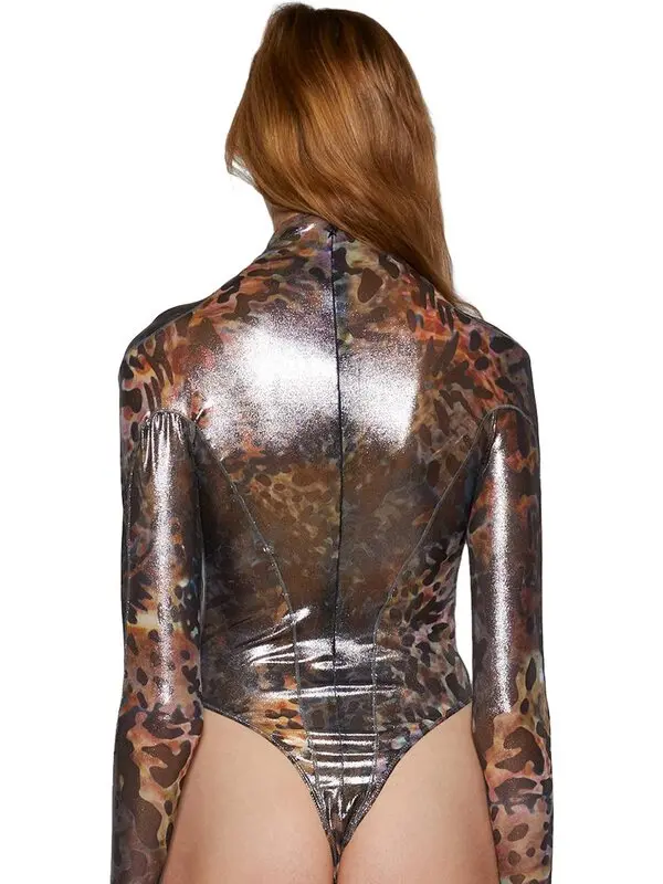 MUGLER Printed Bodysuit - Octopus And Silver