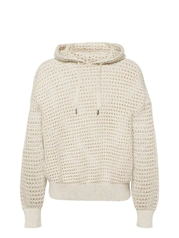 Brunello Cucinelli Open-knit Hoodie - Beige