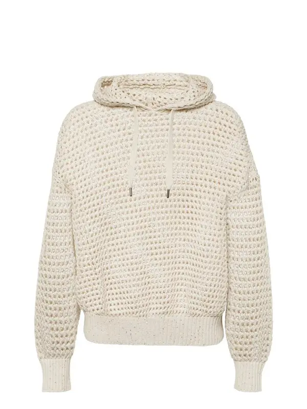 Brunello Cucinelli Open-knit Hoodie - Beige