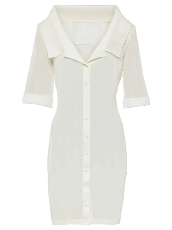 Jacquemus La Mini Robe Manta Shirt Dress - White