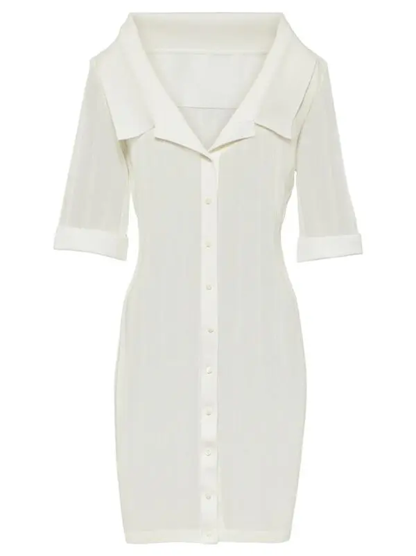 Jacquemus La Mini Robe Manta Jersey Shirt Dress - White