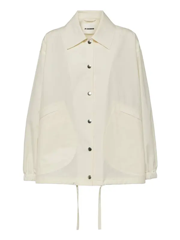 JIL SANDER Logo Cotton Shirt Jacket - Beige