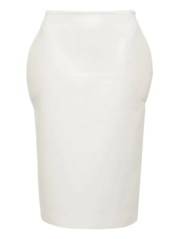 Alaïa Leather Pencil Skirt - White