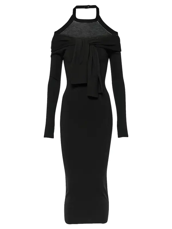 Jacquemus La Robe Doble Wool-blend Midi Dress - Black