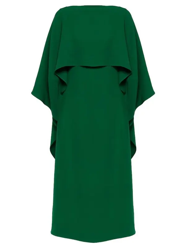 Valentino Garavani Caped Silk Crêpe Midi Dress - Green