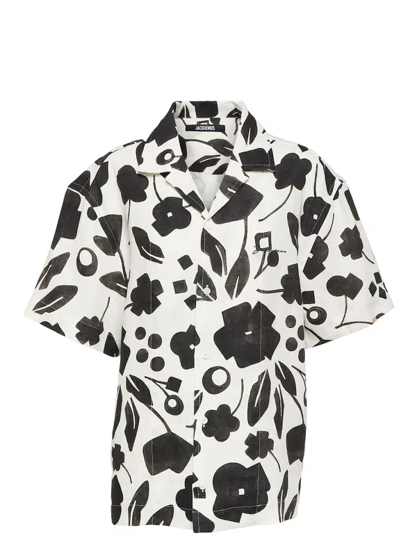 Jacquemus La Chemise Jean Printed Linen Shirt - Black
