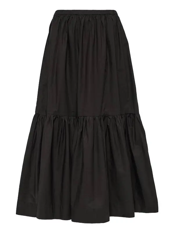 GANNI Cotton Poplin Midi Skirt - Black