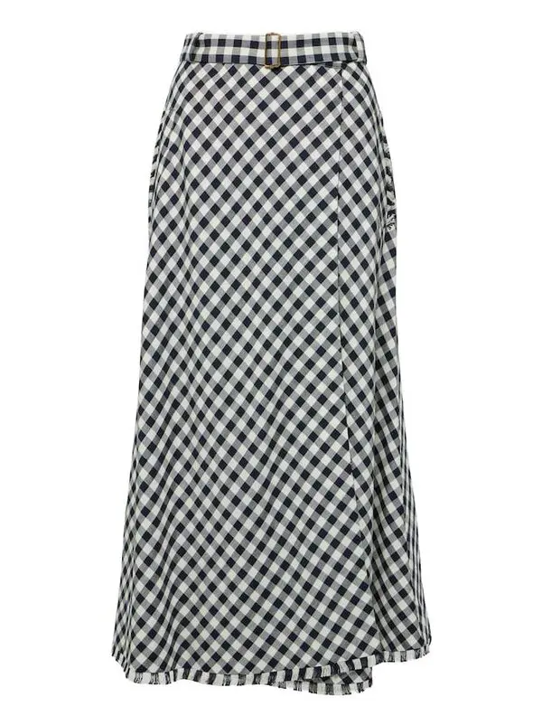 Etro Gingham Jacquard Midi Skirt - Black