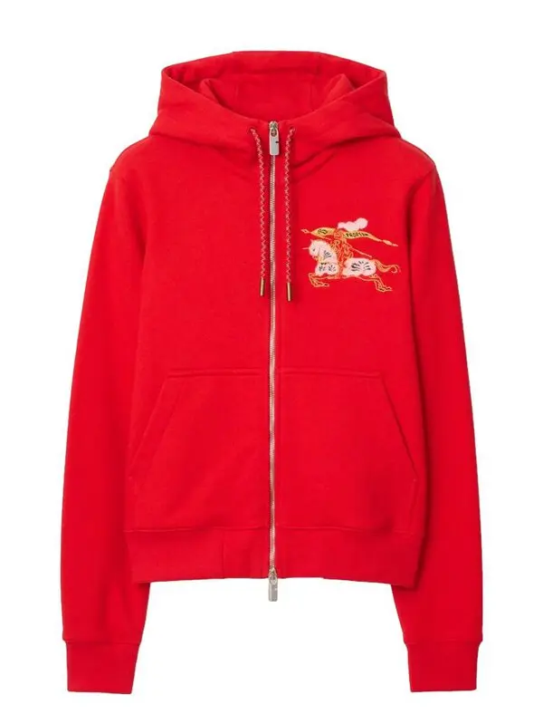 Burberry Cotton Zip Hoodie - Crayon Red