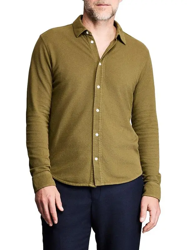 Billy Reid Yellowhammer Cotton & Linen Knit Button-up Shirt - Olive