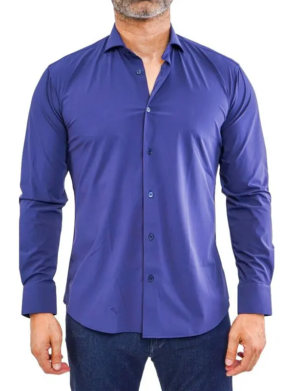 MACEOO Einstein Stretchcore Performance Button-up Shirt - Blue
