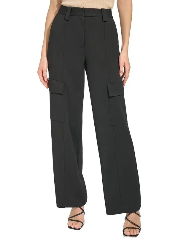 Dkny Straight-leg Crepe Cargo Pants - Black