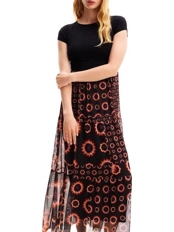 Desigual Geometric Print Midi Dress - Black