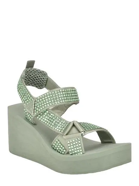 Guess Dawsin Platform Wedge Sandals - Light Green