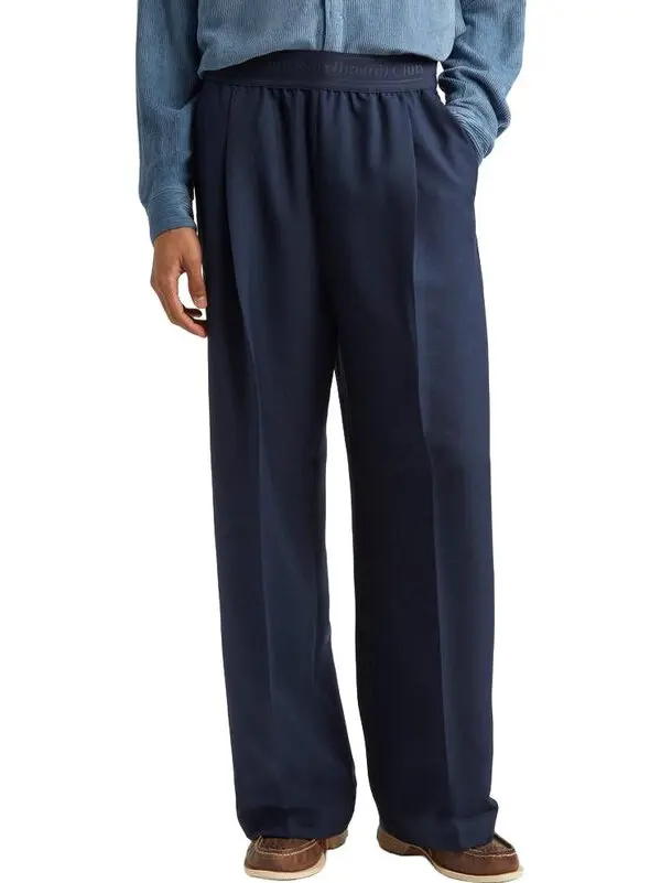 STOCKHOLM SURFBOARD CLUB Elaine Logo Jacquard Wide Leg Pants - Navy