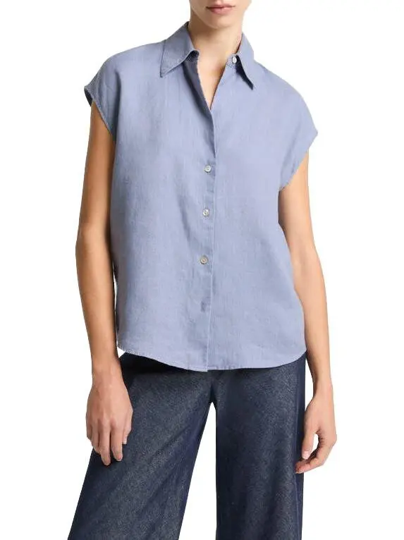 Vince Dolman Sleeve Linen Shirt - Azul