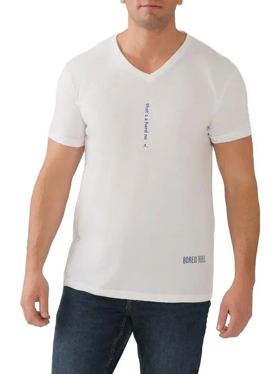 BORED REBEL That's A Hard No V-neck Graphic Undershirt - White