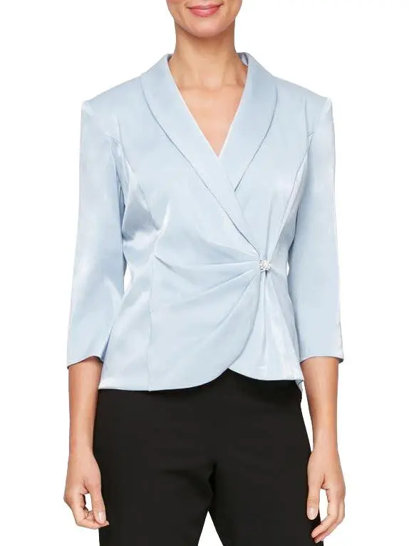 Alex Evenings Shawl Collar Wrap Top - Hydrangea