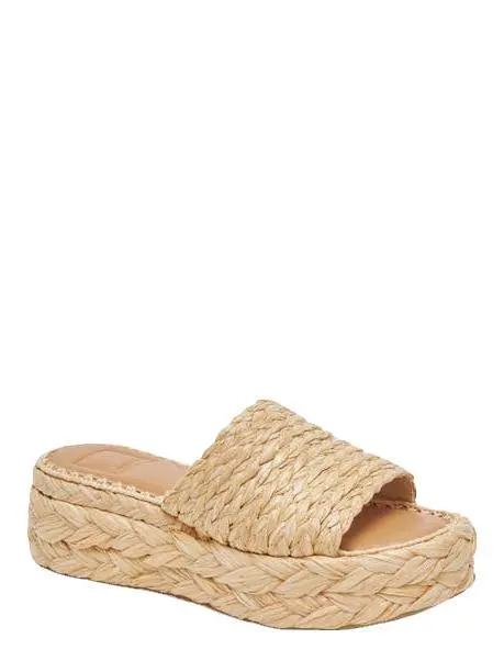 Dolce Vita Chavi Platform Slide Sandal - Light Natural Woven