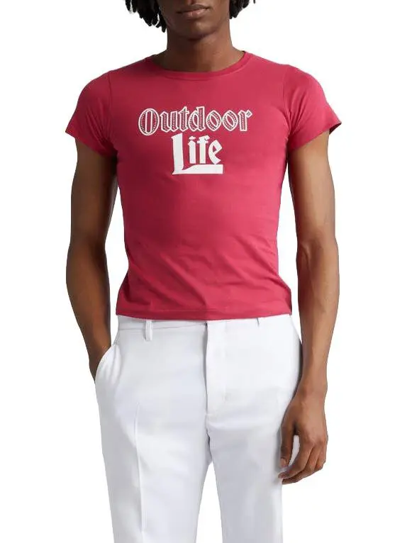 STOCKHOLM SURFBOARD CLUB Outdoor Rhinestone Organic Cotton Fitted T-shirt - Pink