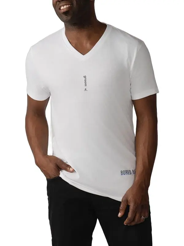 BORED REBEL Groom V-neck Graphic Undershirt - White