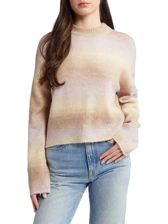 NOISY MAY Ombré Mock Neck Sweater - Safari Detail Ombre