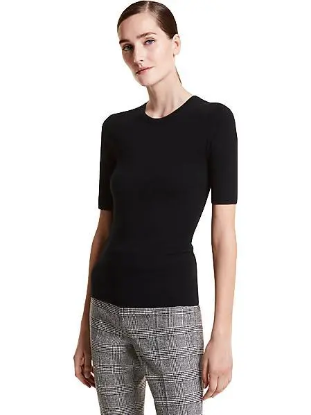 Michael Kors Cashmere Three-quarter Sleeve Sweater - Black