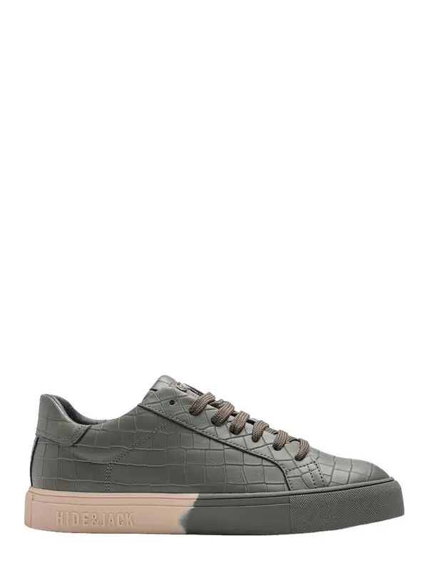HIDE&JACK Lace-up Crocodile Embossed Trainers - Green