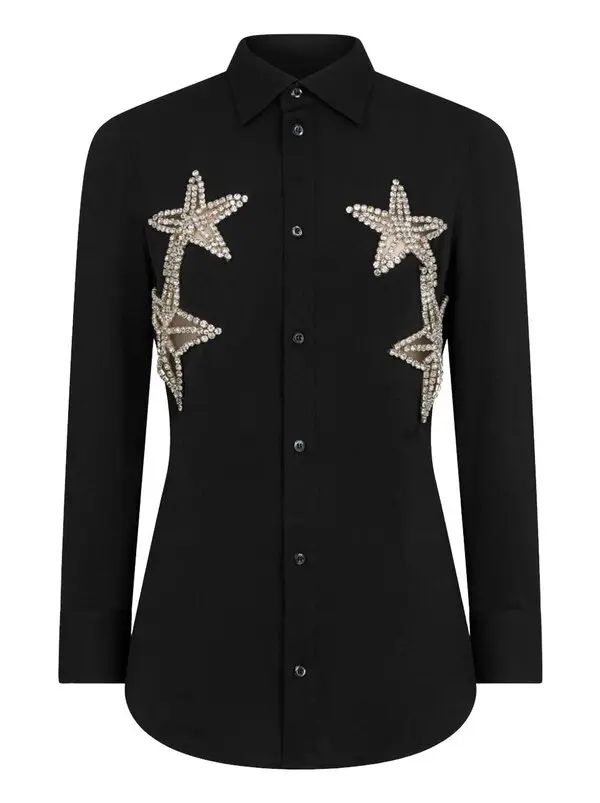 Dsquared2 Star-appliqué Crystal-embellished Shirt - Black