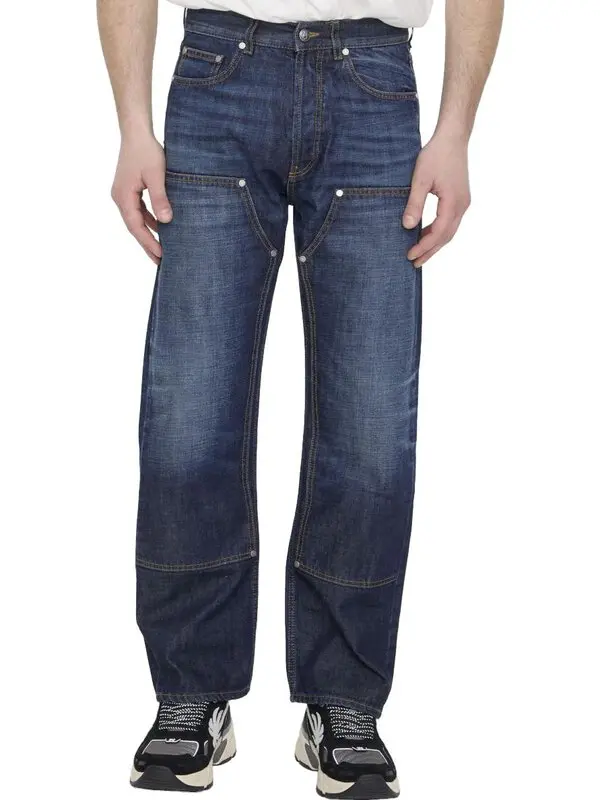 Palm Angels Workwear Monogram Jeans - Blue