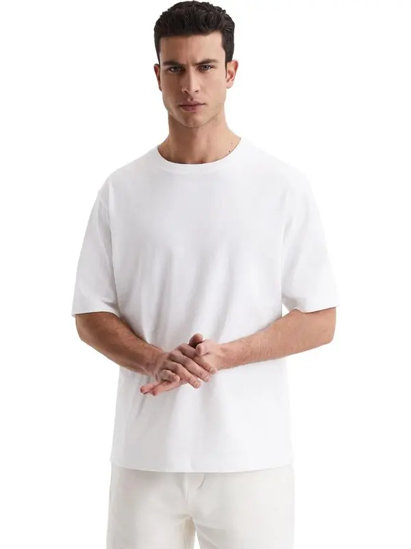 REISS Tate Oversized Garment Dye T-shirt - White