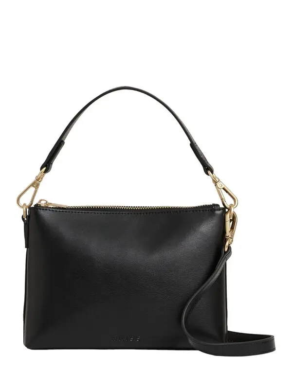 REISS Brompton Leather Pouch Bag - Black