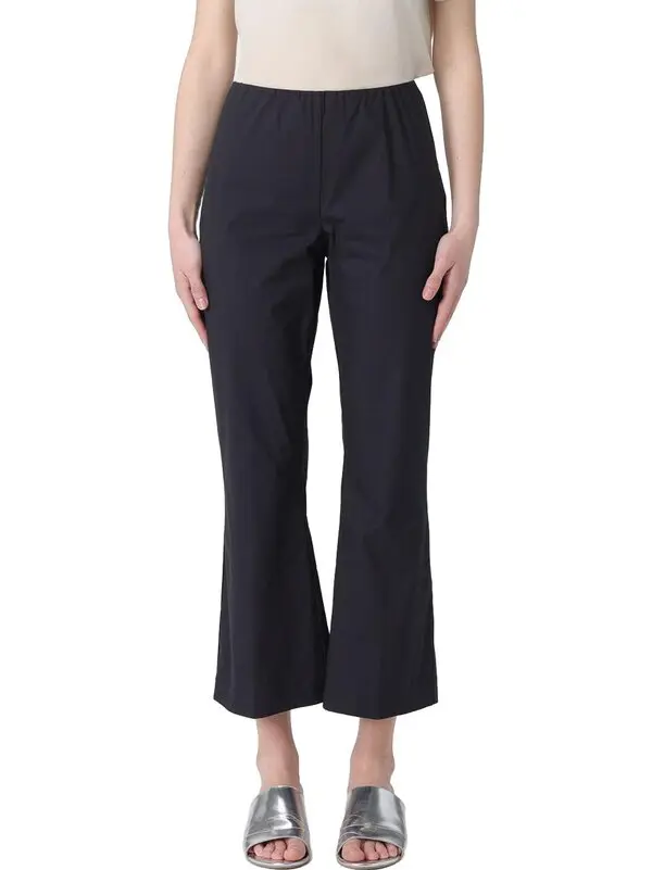 Liviana Conti Cotton Canvas Cropped Flare Trousers - Black