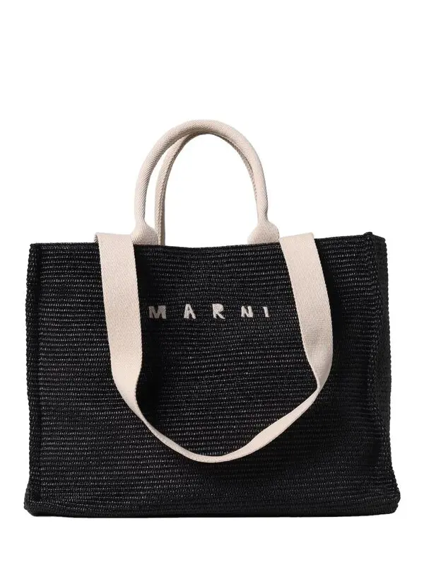 Marni Raffia Tote Bag - Black